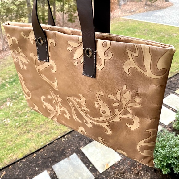 Falor | Bags | Falor Made In Italy Fabulous Embossed Leather Tote Bag ...